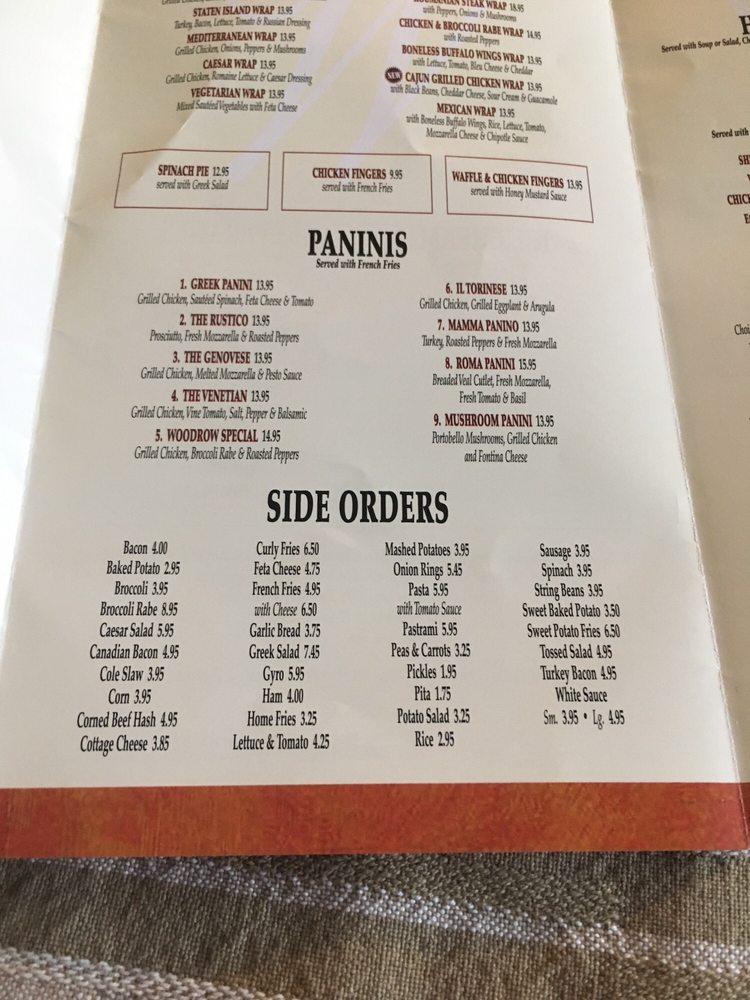 Menu at Woodrow Diner restaurant, New York City, 655 Rossville Ave