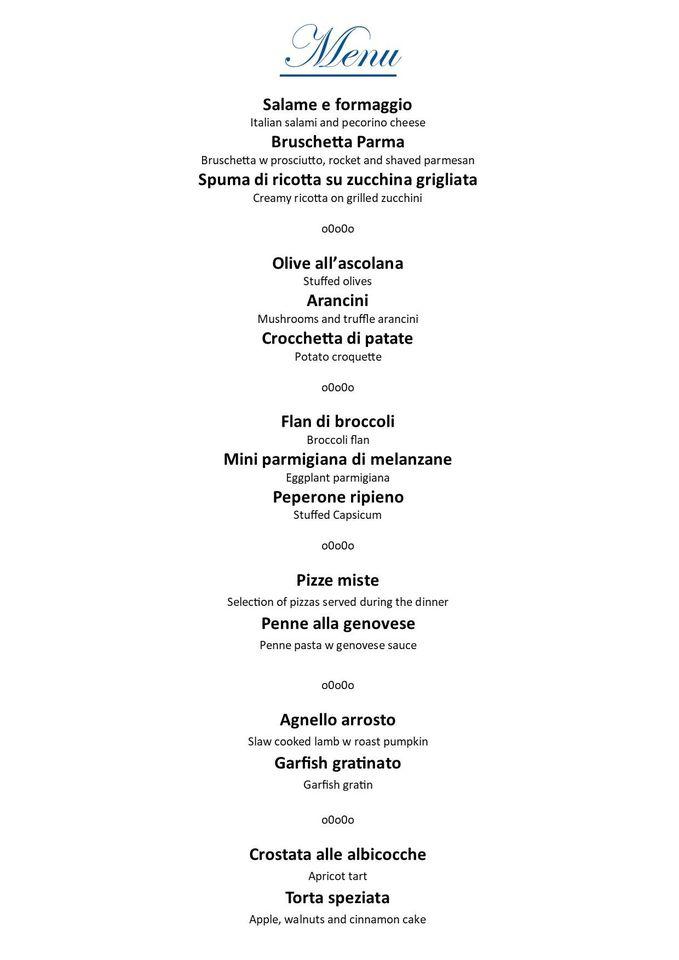 Menu at il Borgo restaurant, Ivanhoe