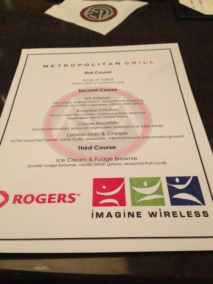 Menu at The Metropolitan restaurant, Calgary, 318 8 Ave SW #150