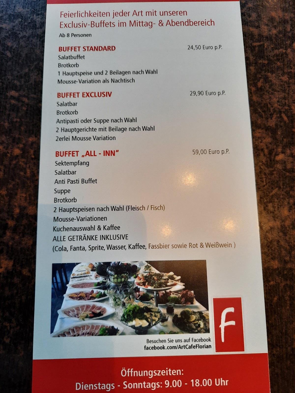 Speisekarte von Art -Café Florian pub & Bar, Bottrop