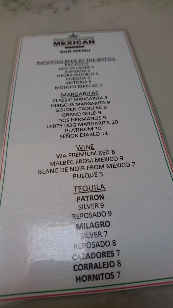Menu at Dos Hermanos Mexican Kitchen pub & bar, Olympia