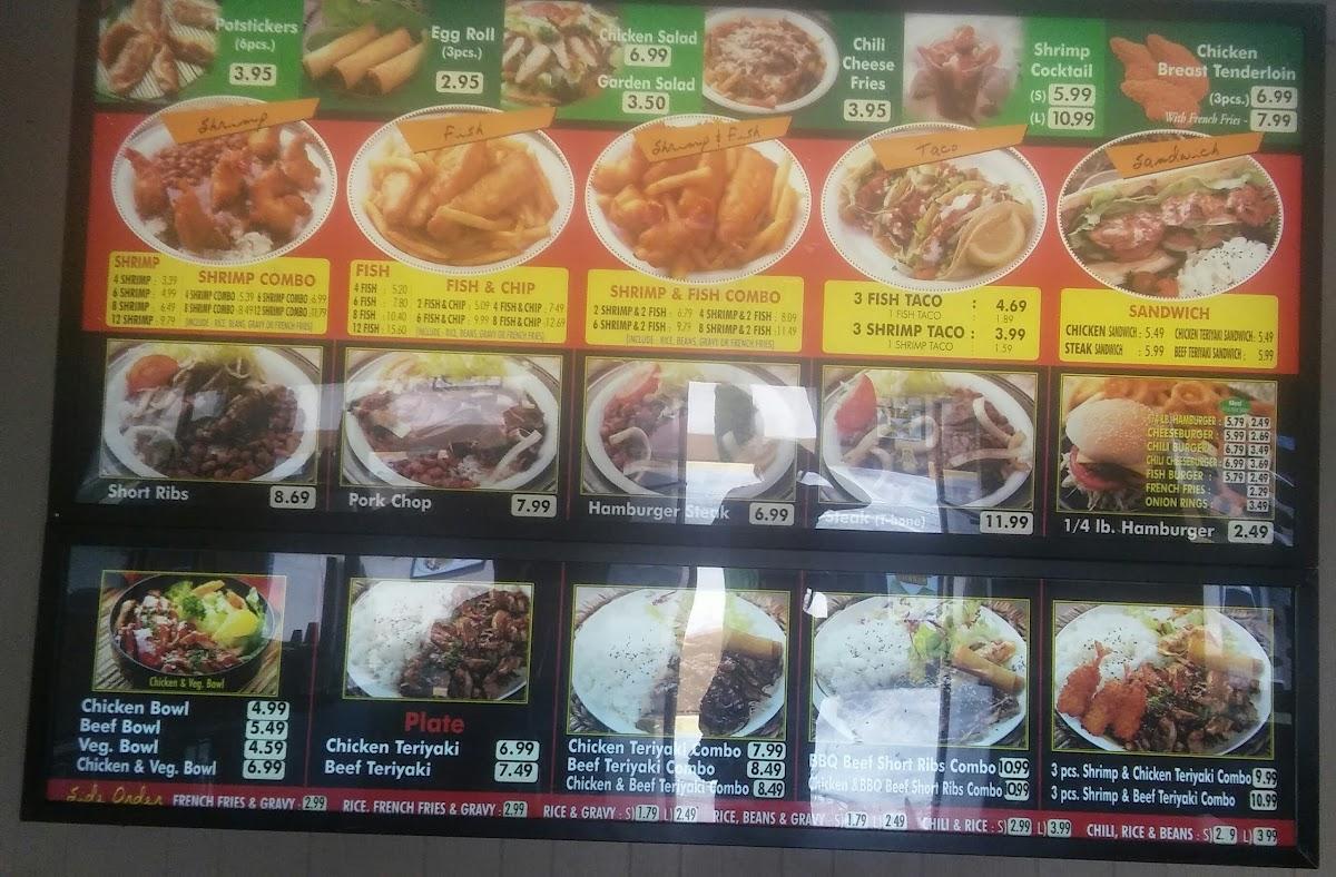 Menu at Johnny's Shrimp Boat restaurant, Whittier