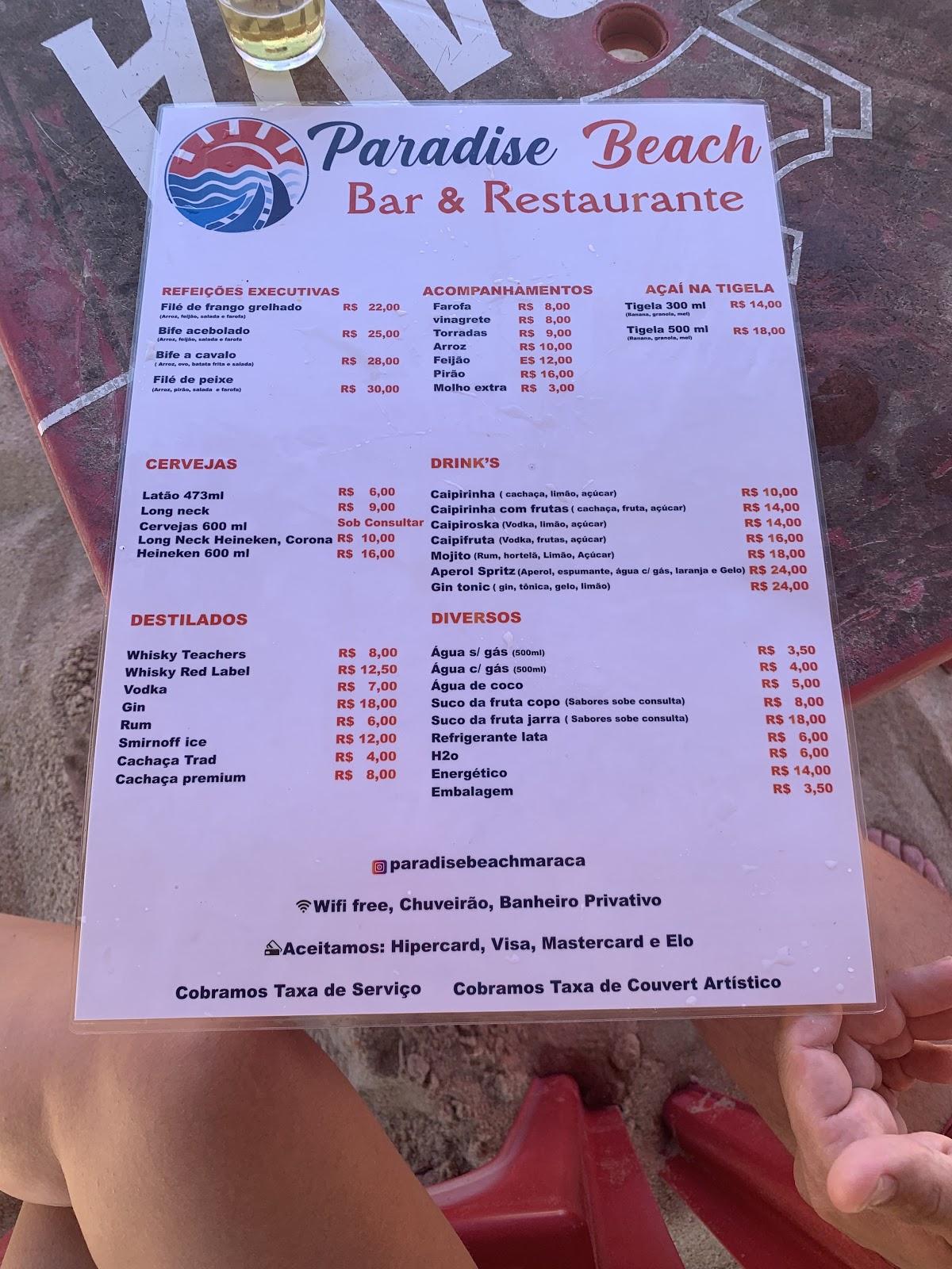 Menu at Paradise Beach, Bar e Restaurante, Ipojuca