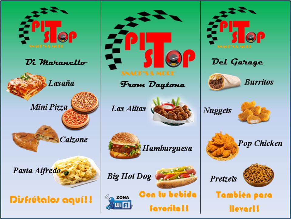Menu at PIT STOP restaurant, Mexico City