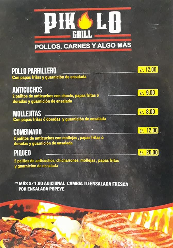 Menu at Pikolo Grill restaurant, Lurin