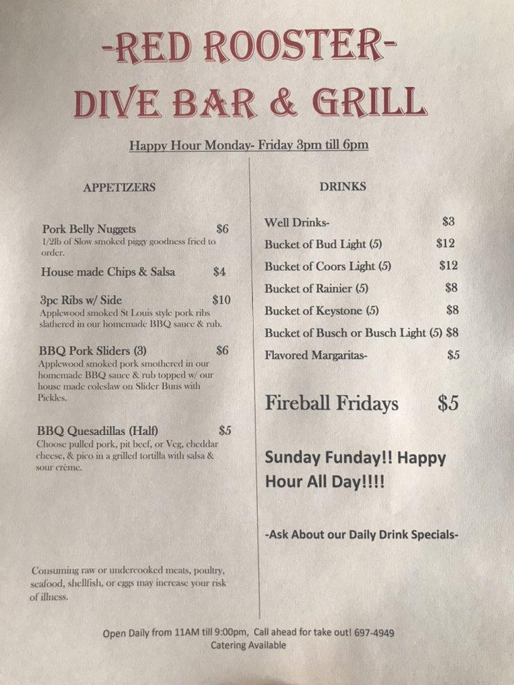 Menu at Red Rooster Bar & Grill LLC, Selah
