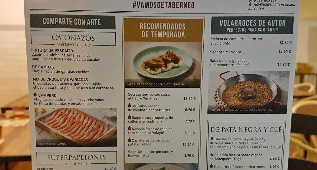 Carta del restaurante Taberna del Volapié, Santander