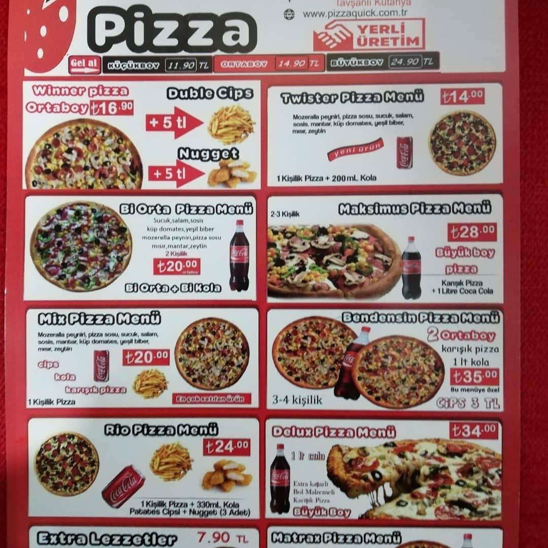 Menu at Tavşanlı Quick Pizza, Tavşanlı