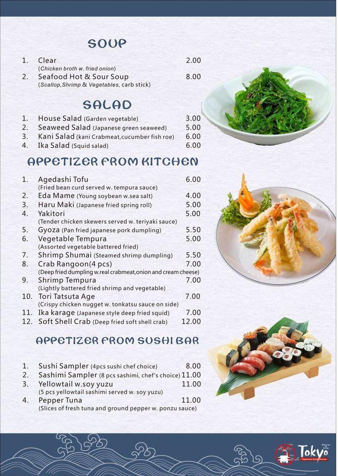 Menu at Tokyo Steak House restaurant, Jackson