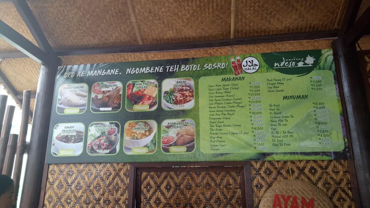 Menu at Warung Ndeso Prigen cafe, Dayurejo