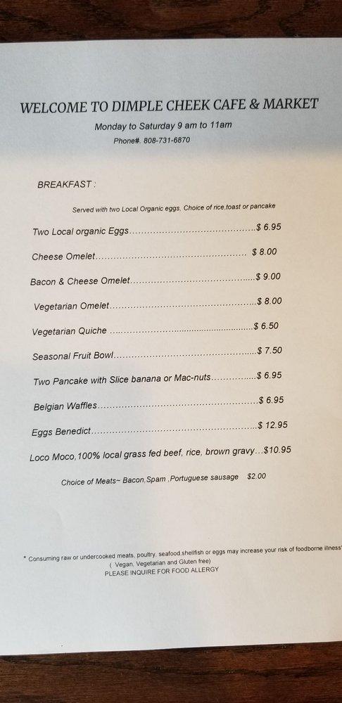 Menu at Dimple Cheek Cafe & Local Market, Mountain View