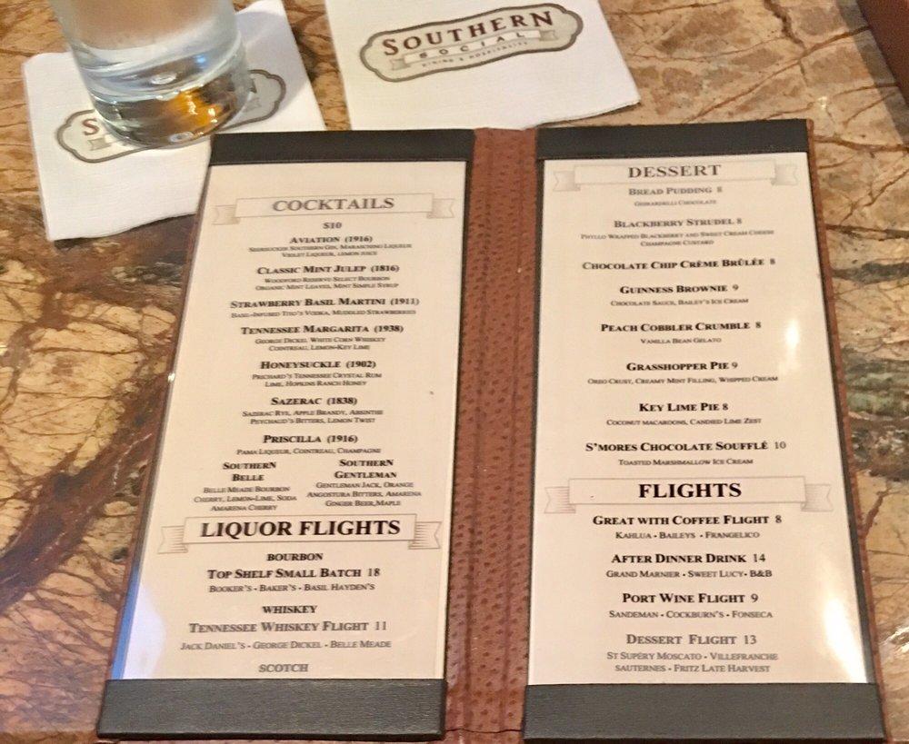 Menu at Southern Social pub & bar, Germantown, S Germantown Rd