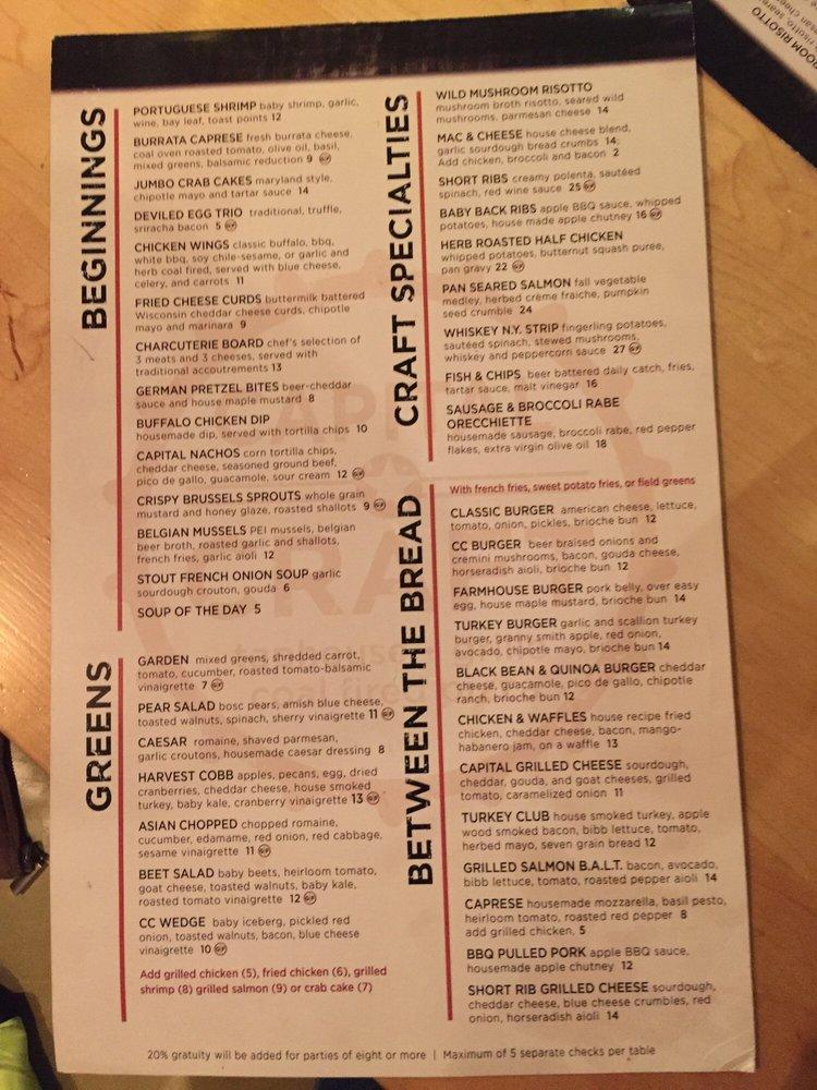 Menu at Capital Craft pizzeria, Green Brook Township