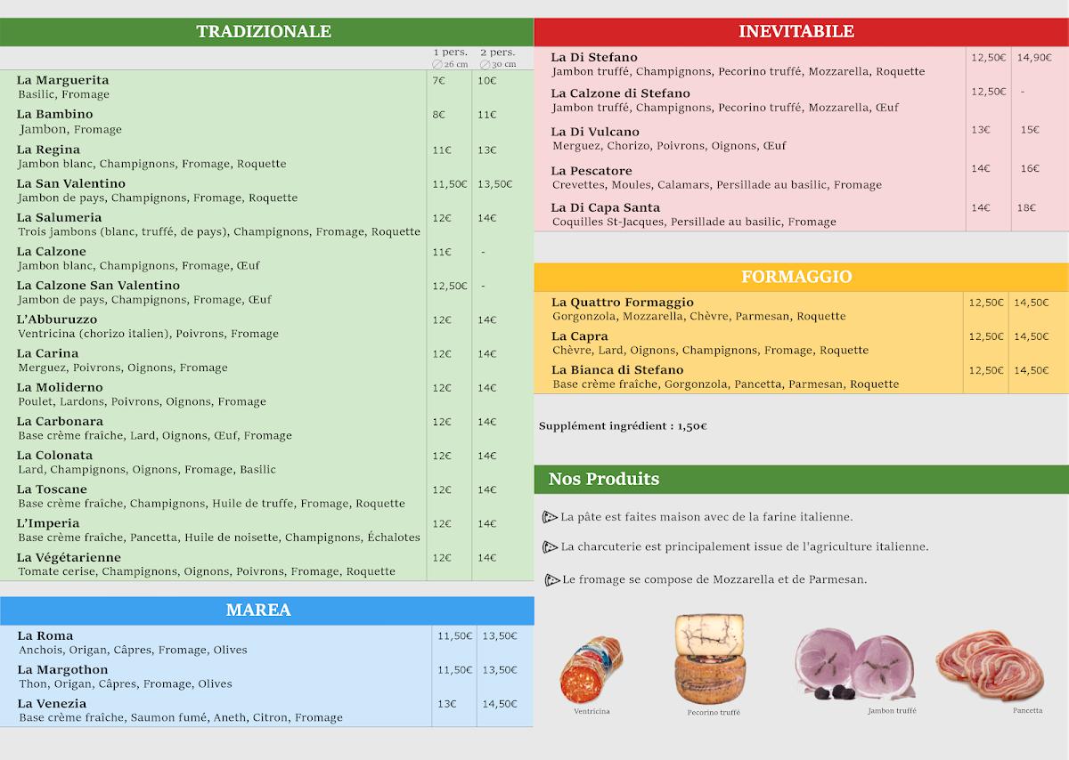 Menu at Casa Di Stefano pizzeria, Alençon