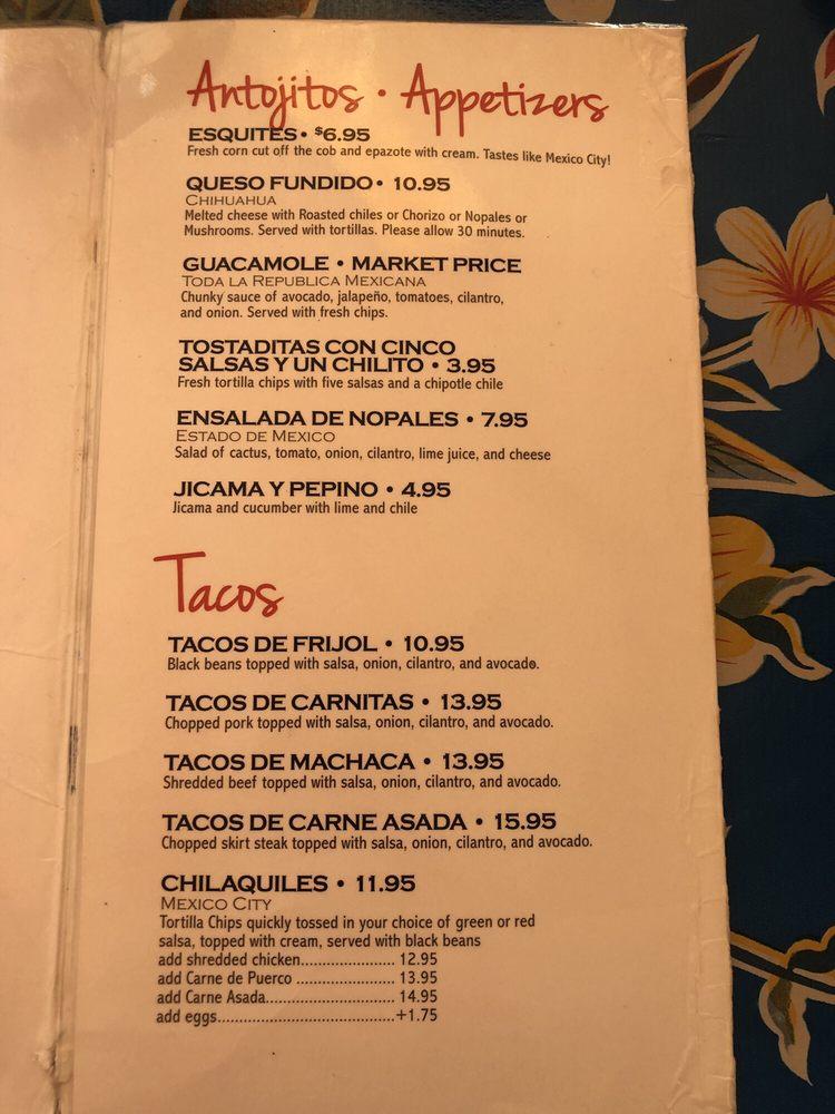 Menu at El Moose restaurant, Seattle