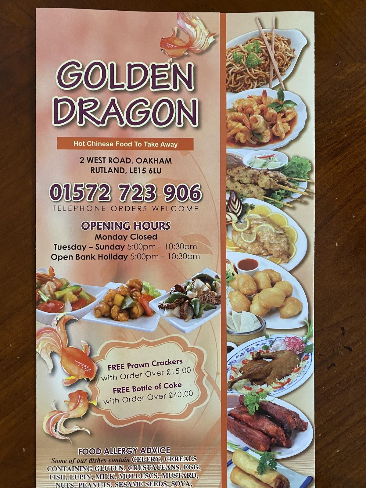 Menu at Golden Dragon Take-Away fast food, Oakham