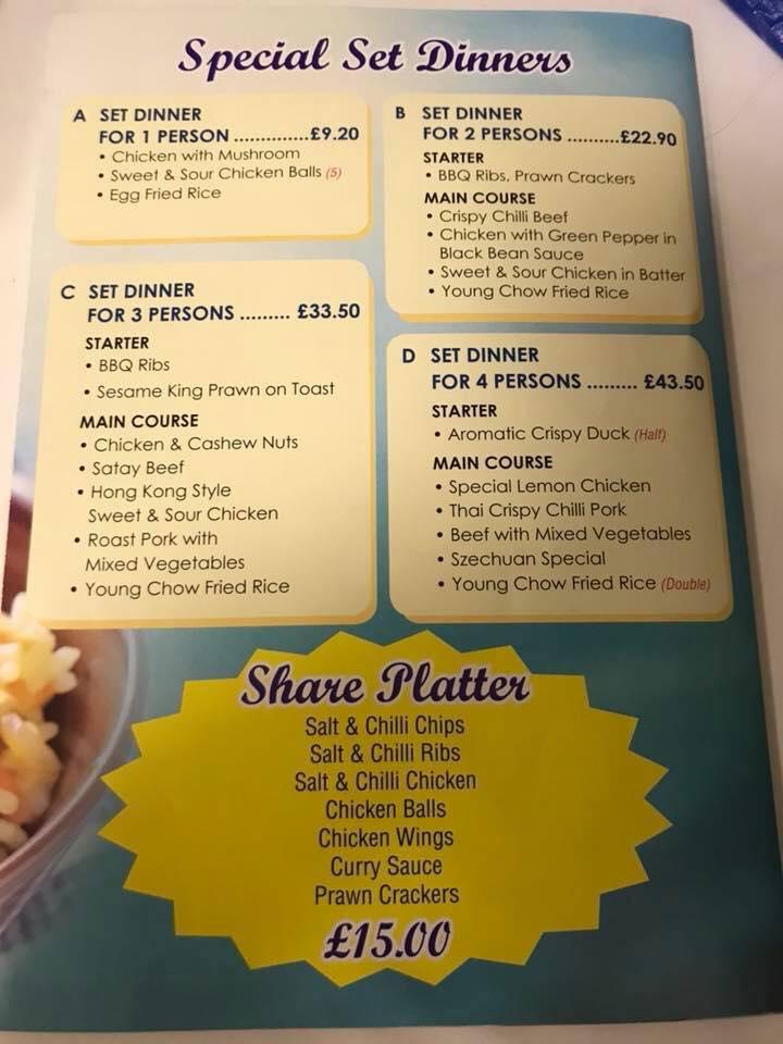 Menu at Golden Phoenix restaurant, Plymouth