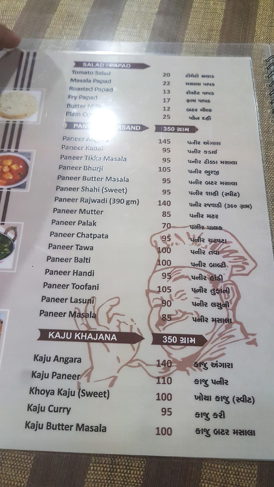 Menu at Hotel City Point, Palanpur