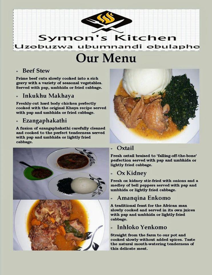 Menu at Symons Corner Kitchen restaurant, Johannesburg