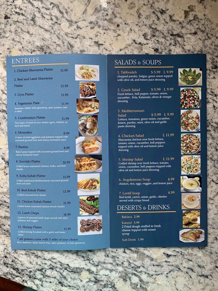 Menu at Athena cafe, Metairie