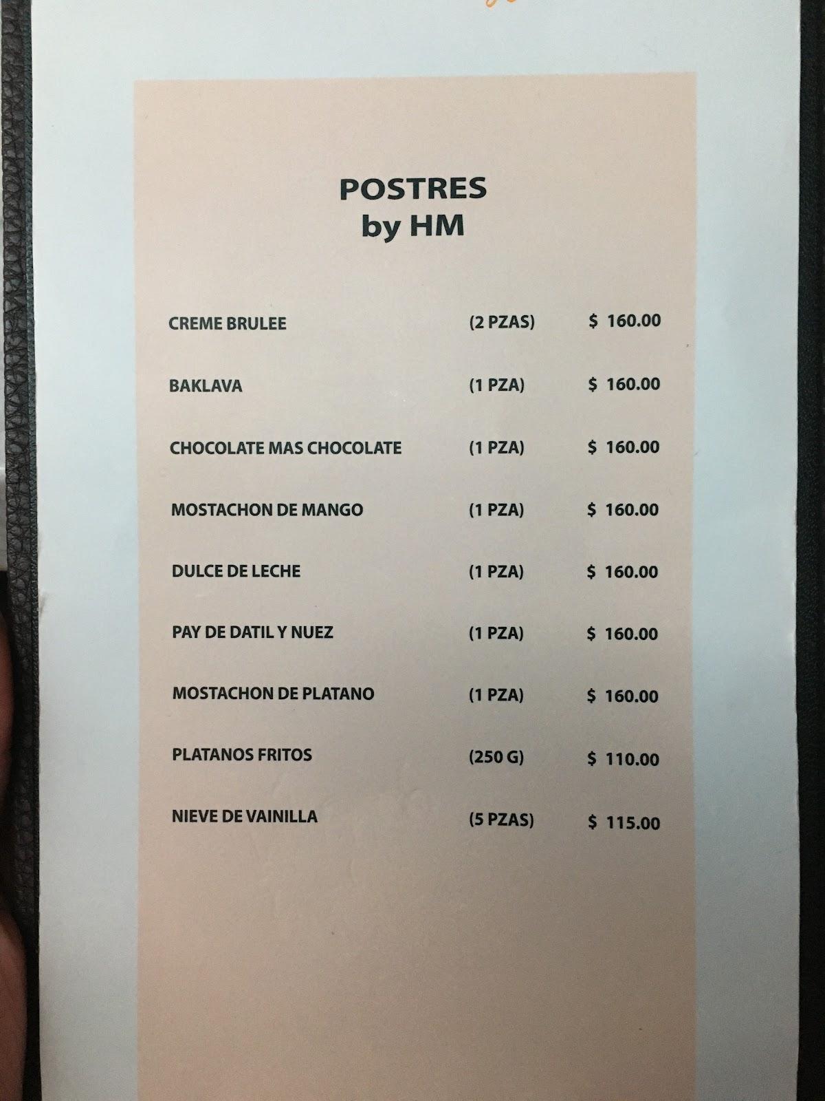 Carta del restaurante Beluga, Guadalajara