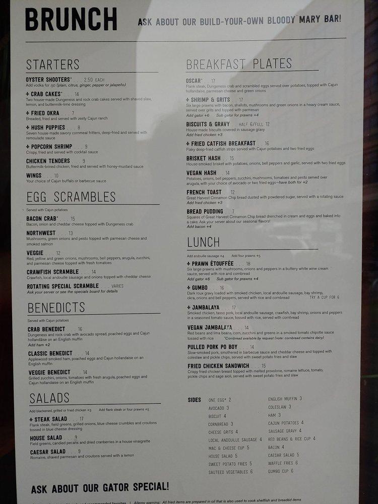 Menu at Bayou On Bay pub & bar, Bellingham