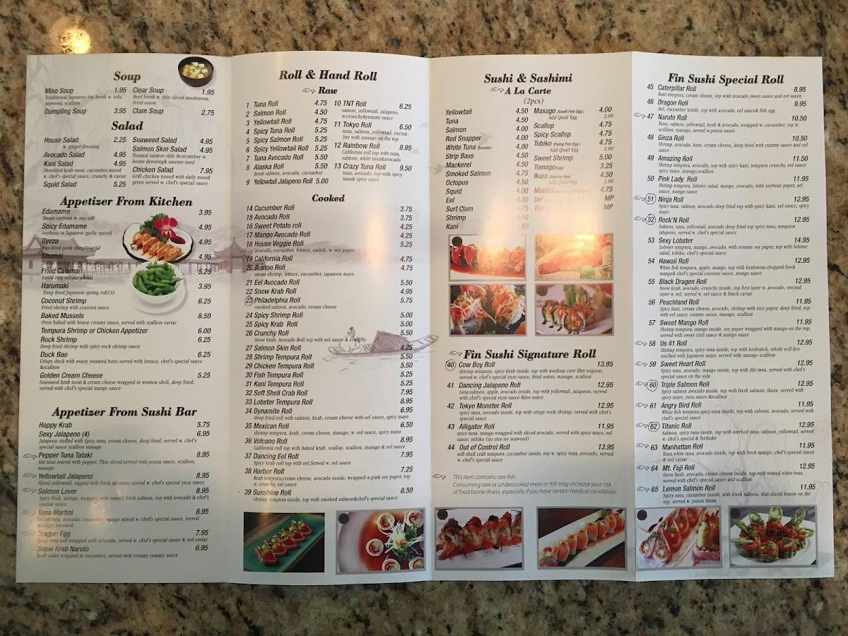 Menu at Fin Sushi & Grill restaurant, Port Charlotte