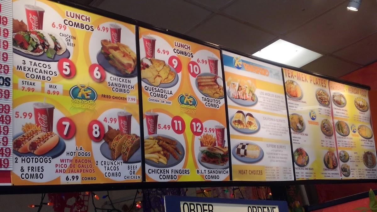 Menu at Los Angeles Burrito Alabaster restaurant, Alabaster