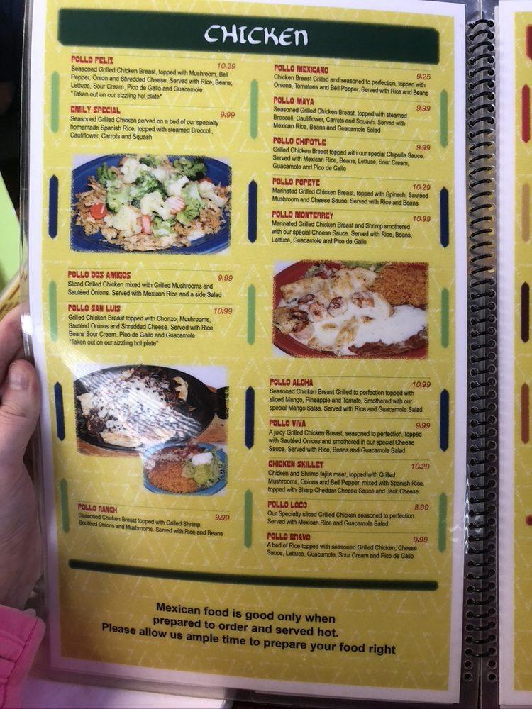 Menu at Los Dos Amigos restaurant, Miami