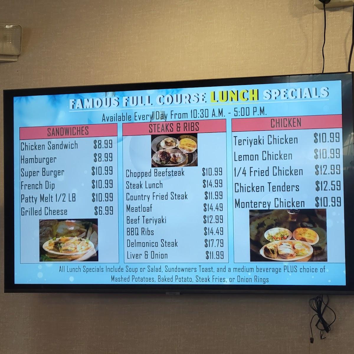 Menu at Sundowners Family Restaurant, San Bernardino