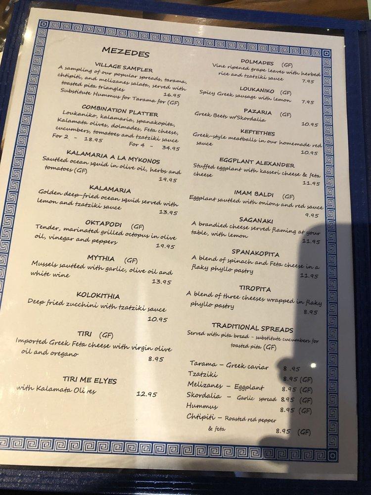 Menu at Yanni's Greek Restaurant, Greenwood Village