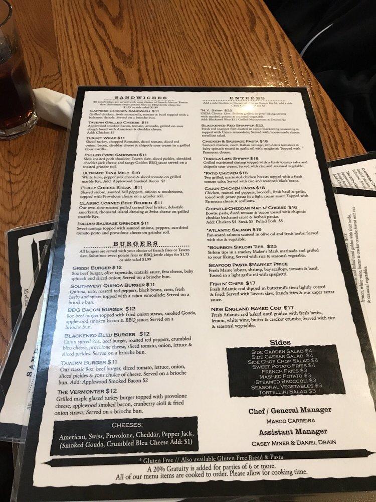 Menu at The Yarde Tavern South Hadley restaurant, South Hadley