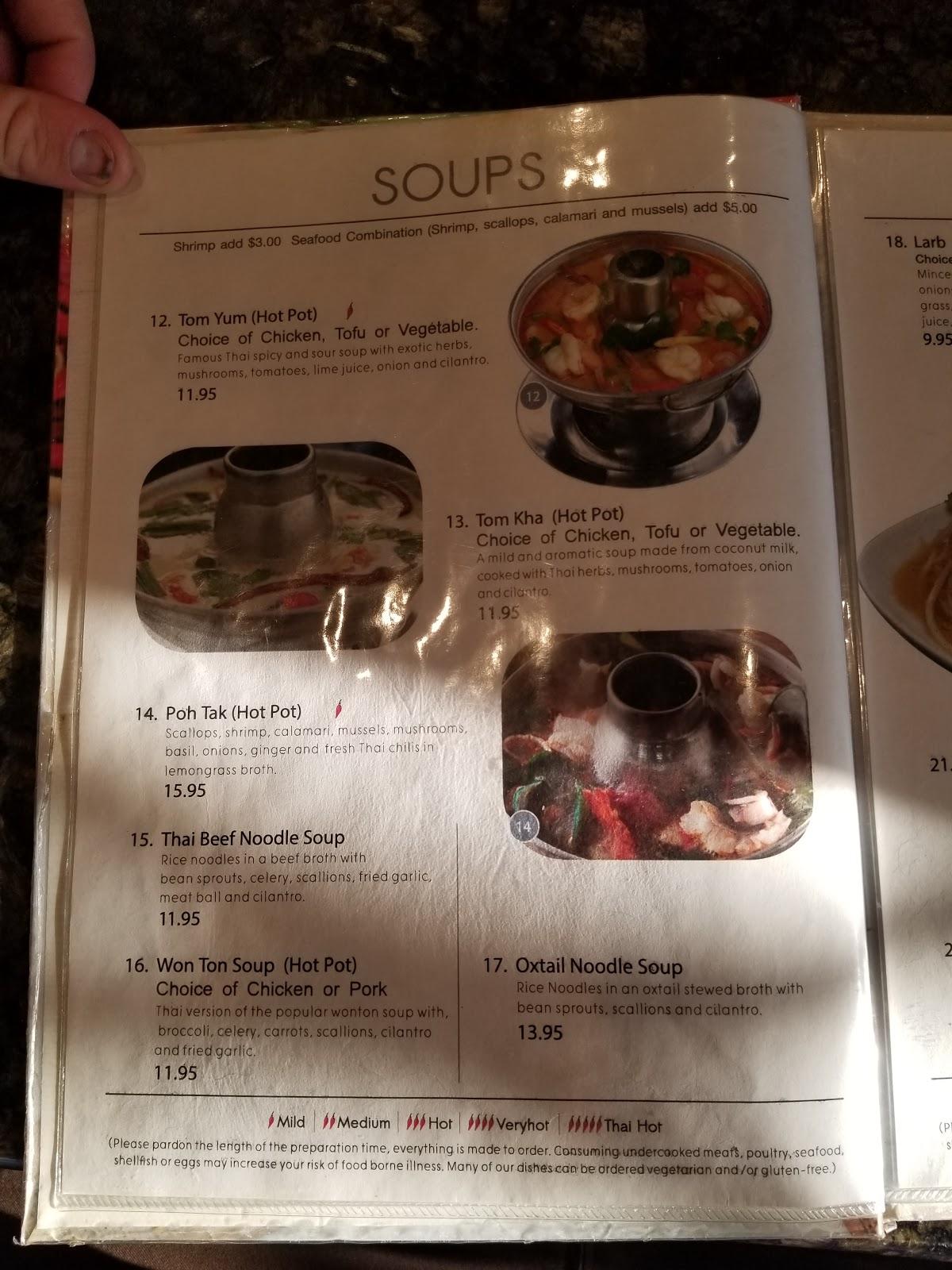 Menu at Yuma Thai Cuisine restaurant, Yuma