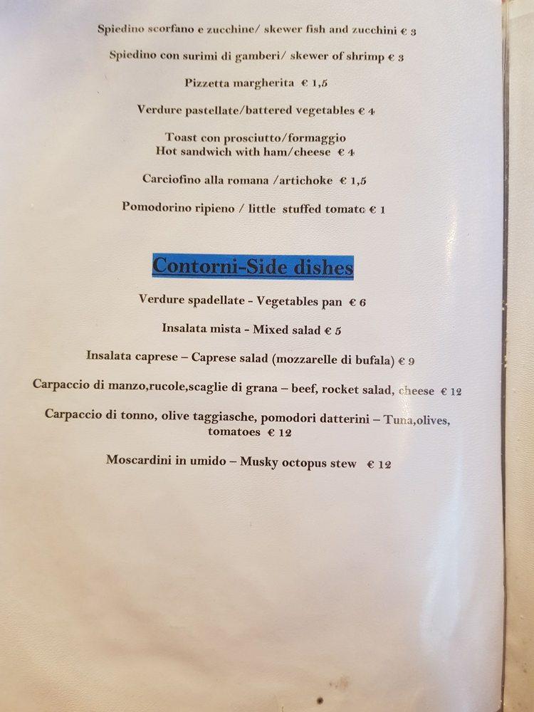 Menu at Bacaro Quebrado pub & bar, Venice