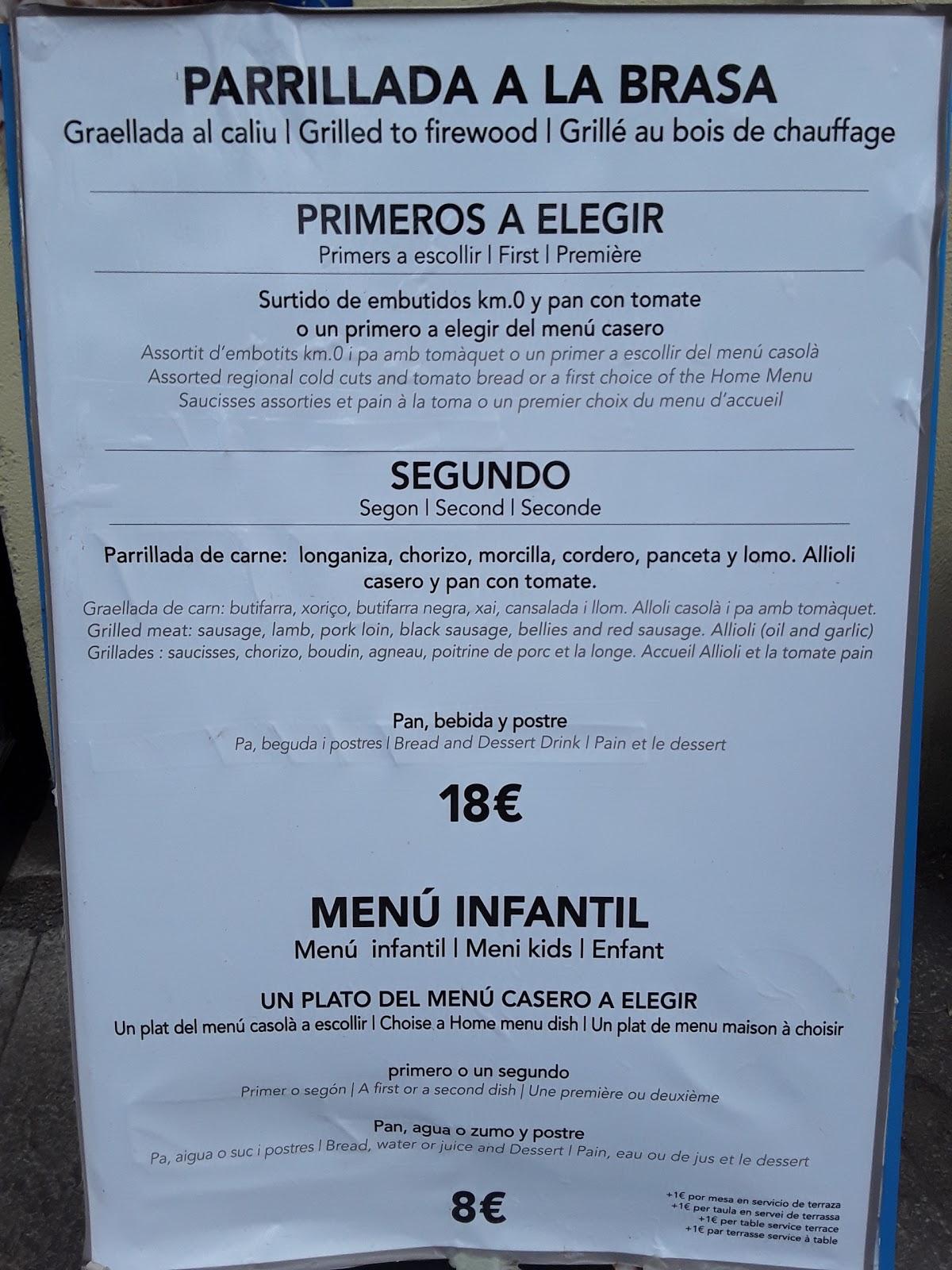 Carta del pub y bar Castell del Besalú, Besalú