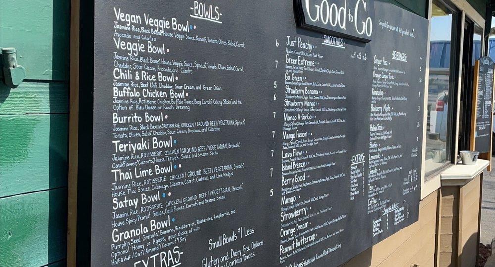Menu at GOOD to go fast food, Roseburg
