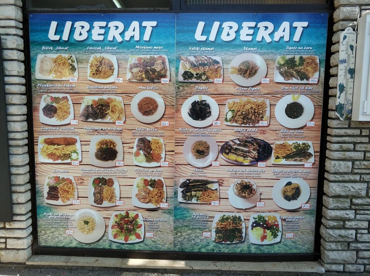 Menu at Liberat restaurant, Jelsa