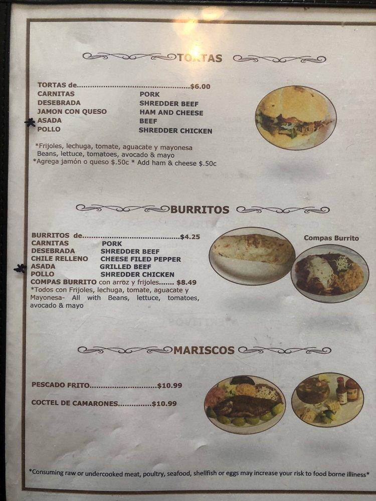 Menu at Los Compas Burgers restaurant, Kansas City, 305 7th St