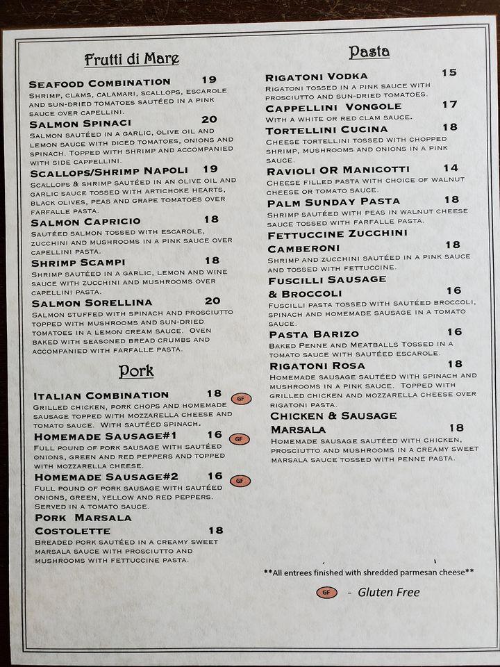Carta de Mama Cucina Italian Restaurant, Tuckahoe