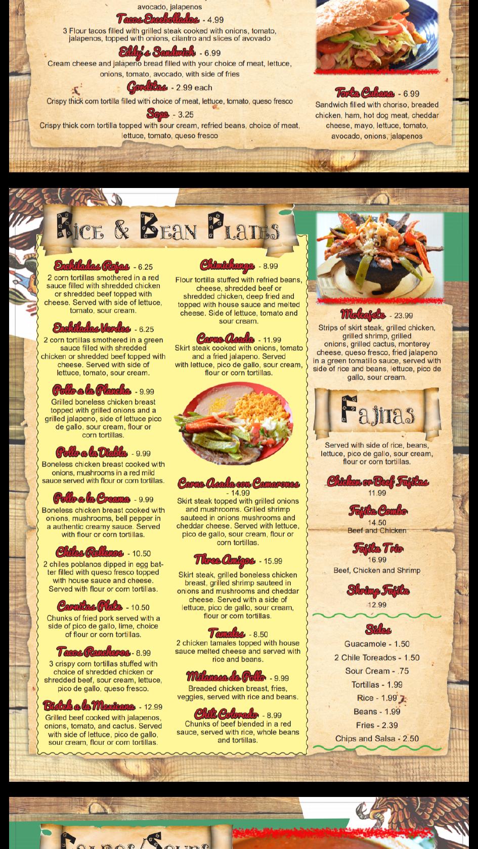 Menu at Palacios Mexican Grill restaurant, American Falls