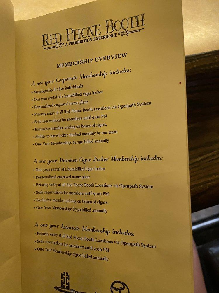 Menu at Red Phone Booth - Buckhead pub & bar, Atlanta