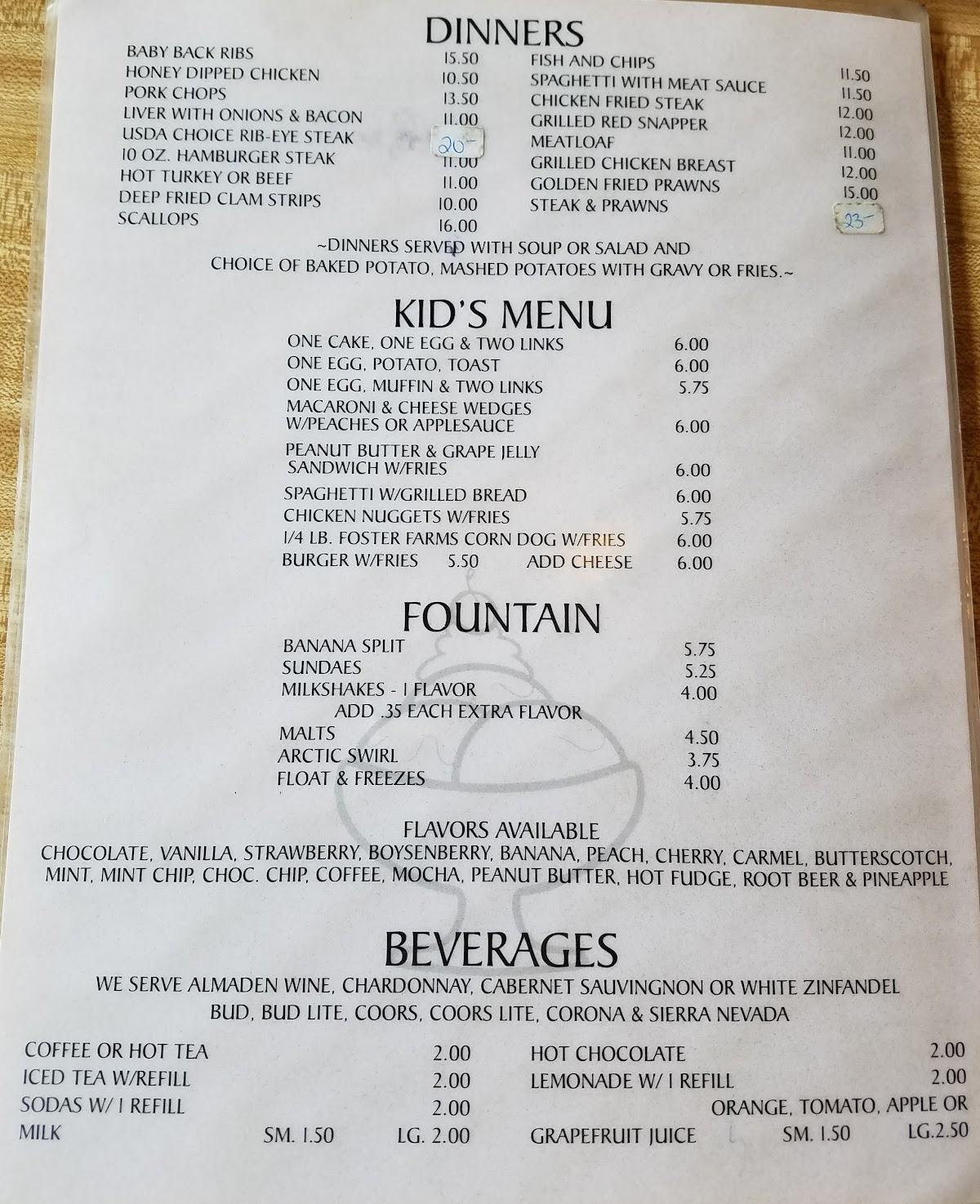 Menu at Renee's Café cafe, Lakeport