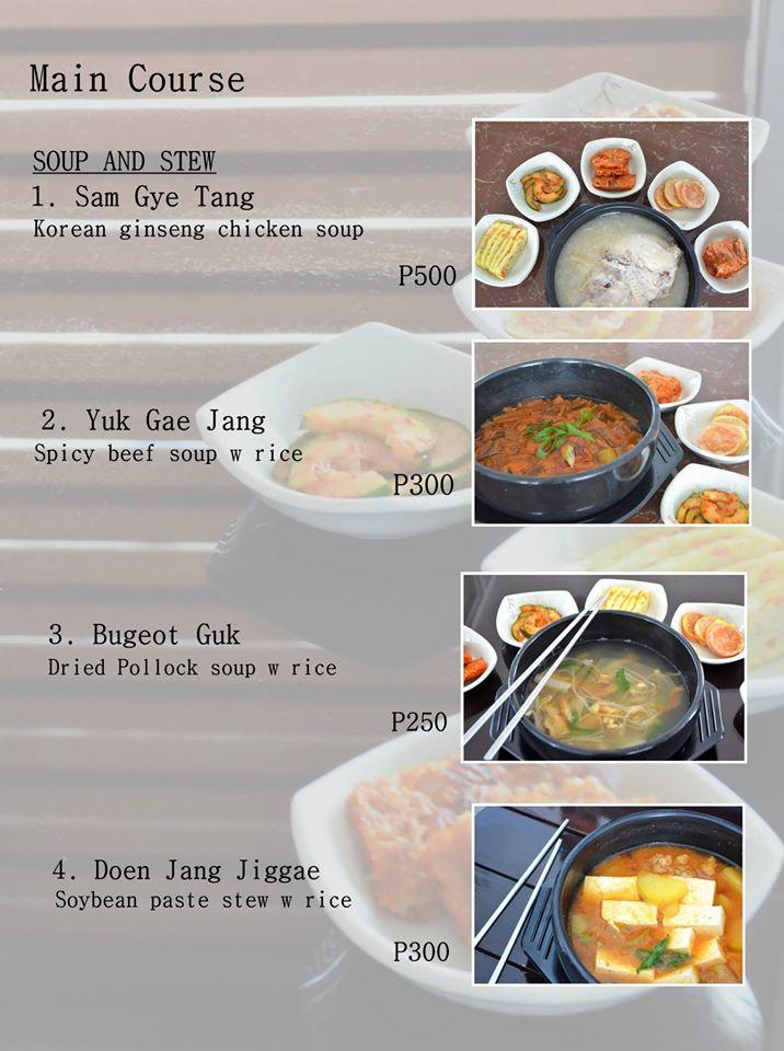 Menu at Sura Korean Restaurant, Lipa