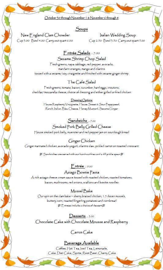 Menu at Career Center Cafe (at MCCC) SEASONAL, Medina