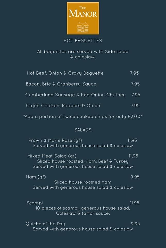 Menu at The Manor Inn, St Bees pub & bar, Saint Bees