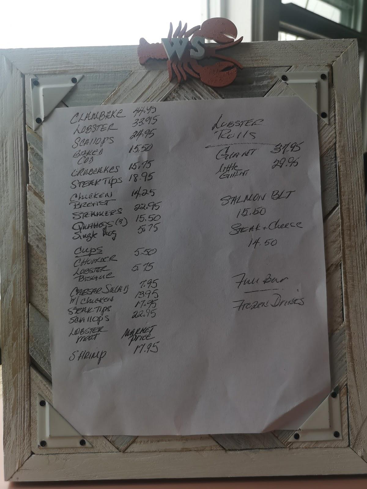 Menu at The Wooden Shoe restaurant, Dennis