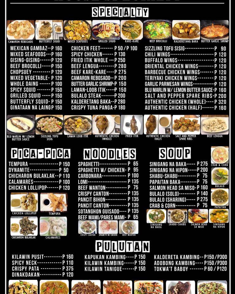 Carta del restaurante Payawal Thumbs-Up Sizzling House, San Miguel