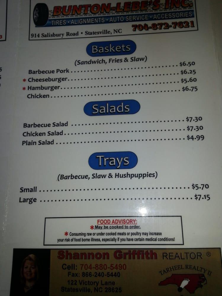 Menu at Little Pigs Barbecue, Statesville