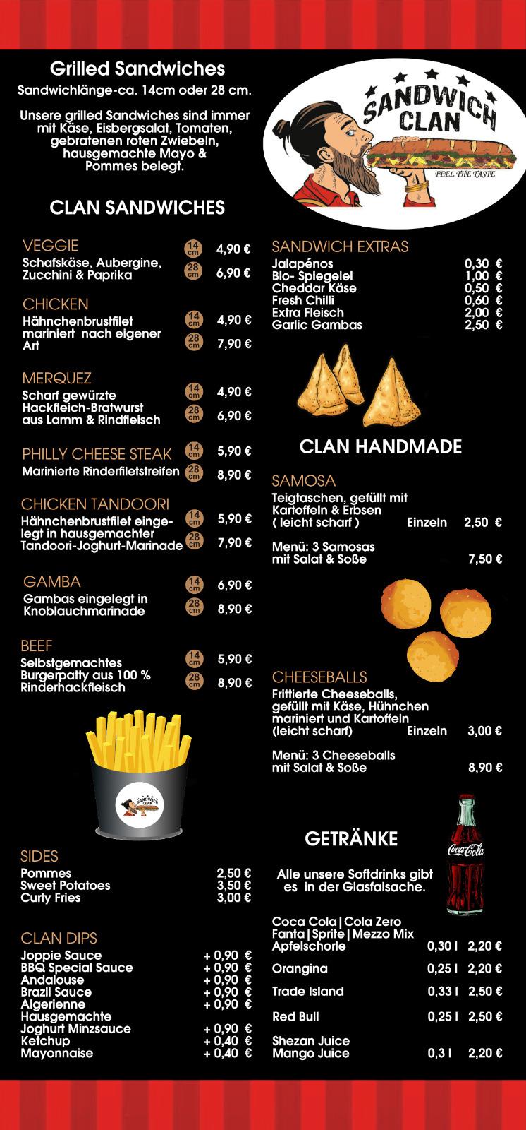 Menu at Sandwich Clan - FEEL THE TASTE, Wiesbaden