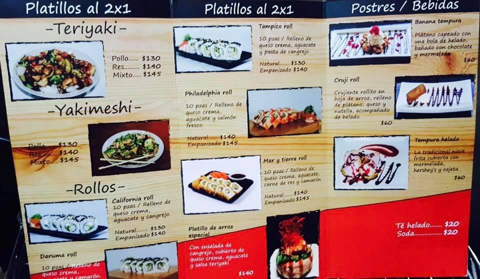 Menu at La Postal Sushi Bar, Tijuana